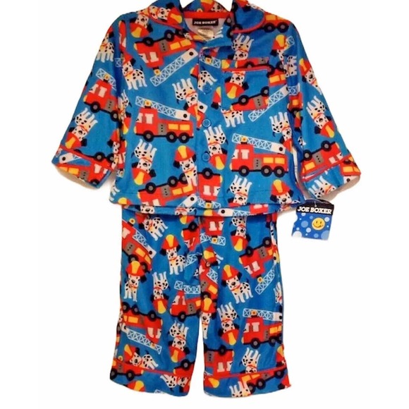 Joe Boxer | Pajamas | New Infant Baby Boys Blue Microfiber Firetruck ...